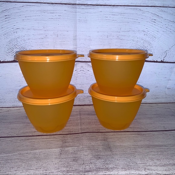 Tupperware | Kitchen | 4 Tupperware Refrigerator Bowls 4oz Orange ...